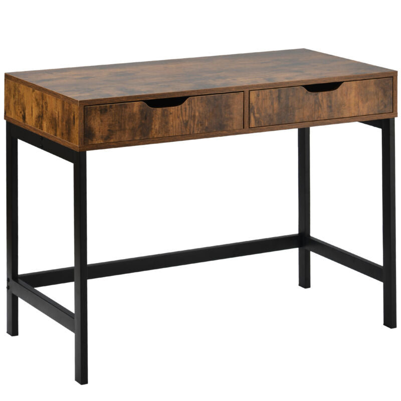 Industrial Computer Desk Dressing Table with 2 Drawers Workstation Hom ...
