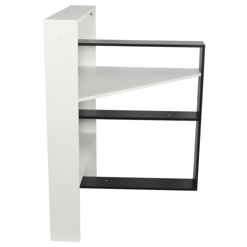Simple Computer Desk Corner Triangular Workstation Bookshelf Table Hom ...