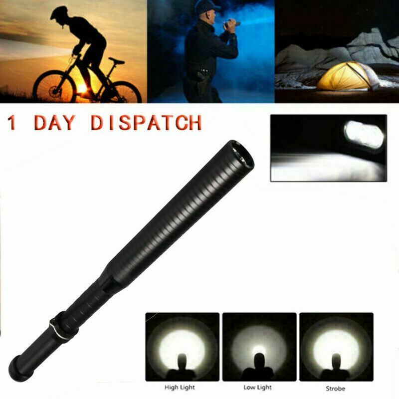 Black Baseball Bat LED Flashlight Q5-Cree Waterproof Security Super Br ...