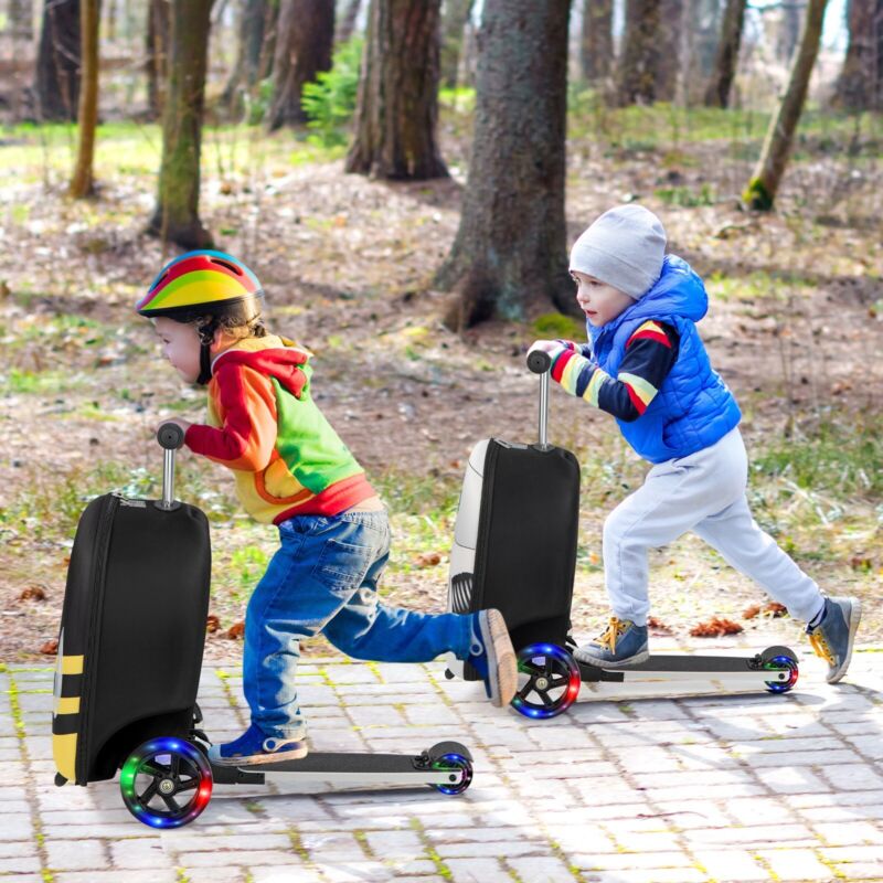 2-in-1 Kids Ride On Scooter Suitcase 19" Children Travel Luggage Foldi ...