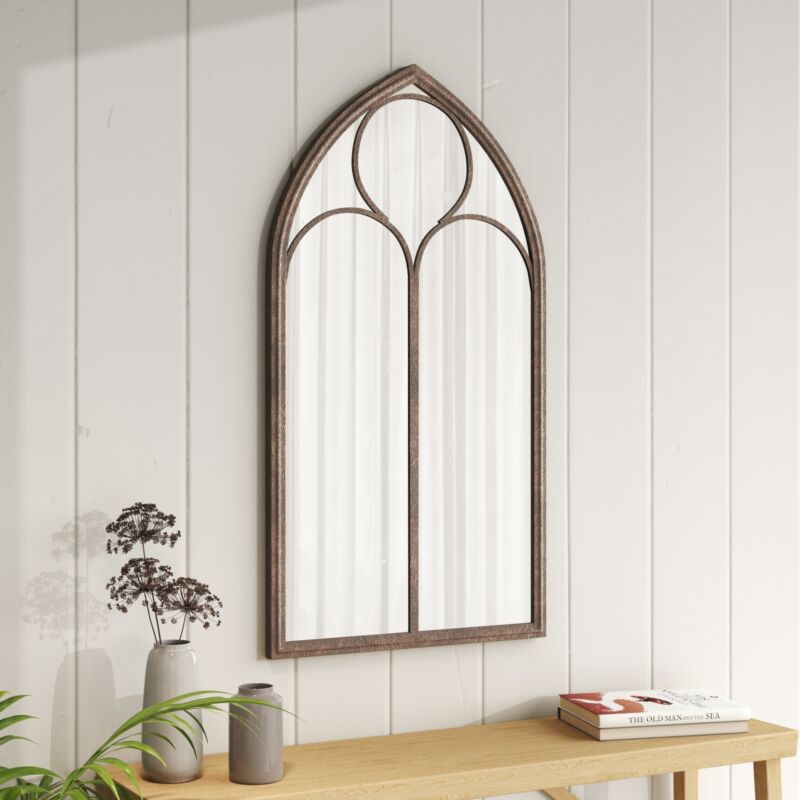 Indoor Outdoor Large Garden Window Mirror Arched Rustic Vintage Church ...