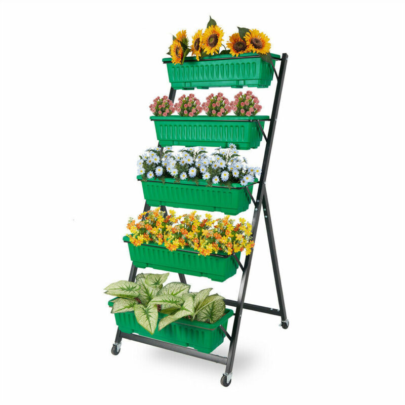 Large 5-Tier Vertical Garden Raised Bed Hunter Green Flower Planter Bo ...