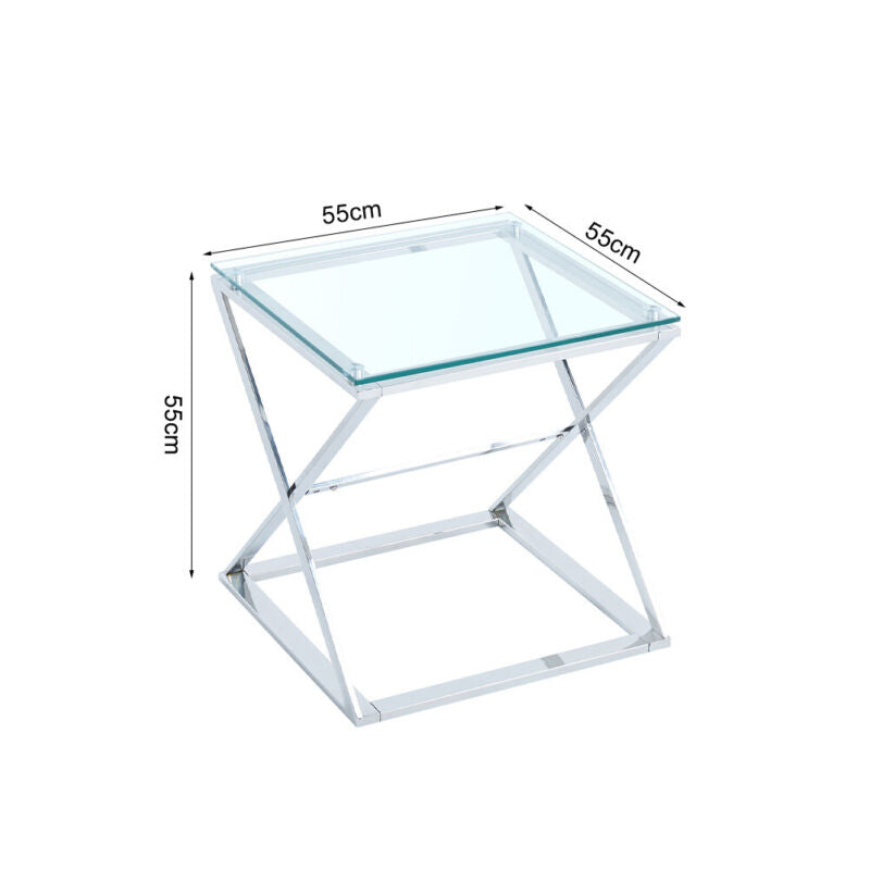 Tempered Glass Tea Coffee Table Side Small End Stand Teapoy Desk Metal Quildinc