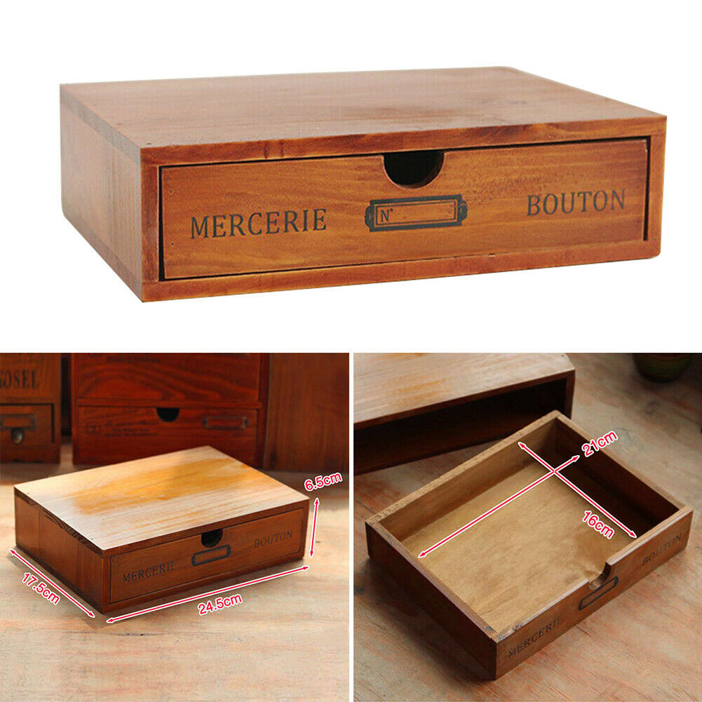 Wooden Small Chest of Drawers Storage Cabinet Desktop Trinkets Box Jew ...