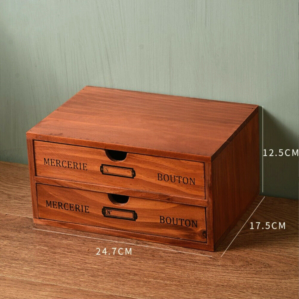 Wooden Small Chest of Drawers Storage Cabinet Desktop Trinkets Box Jew ...