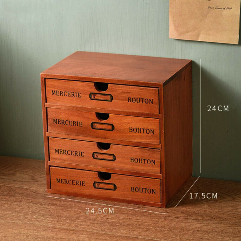 Wooden Small Chest of Drawers Storage Cabinet Desktop Trinkets Box Jew ...