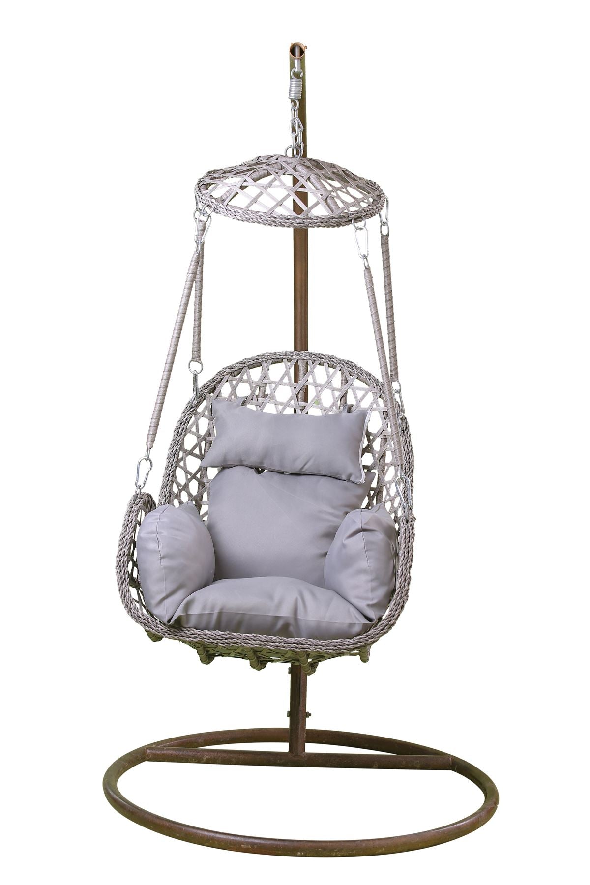 Outdoor Egg Chair Swing SET- Rattan Cocoon Swing Garden Seat COMPLETE ...
